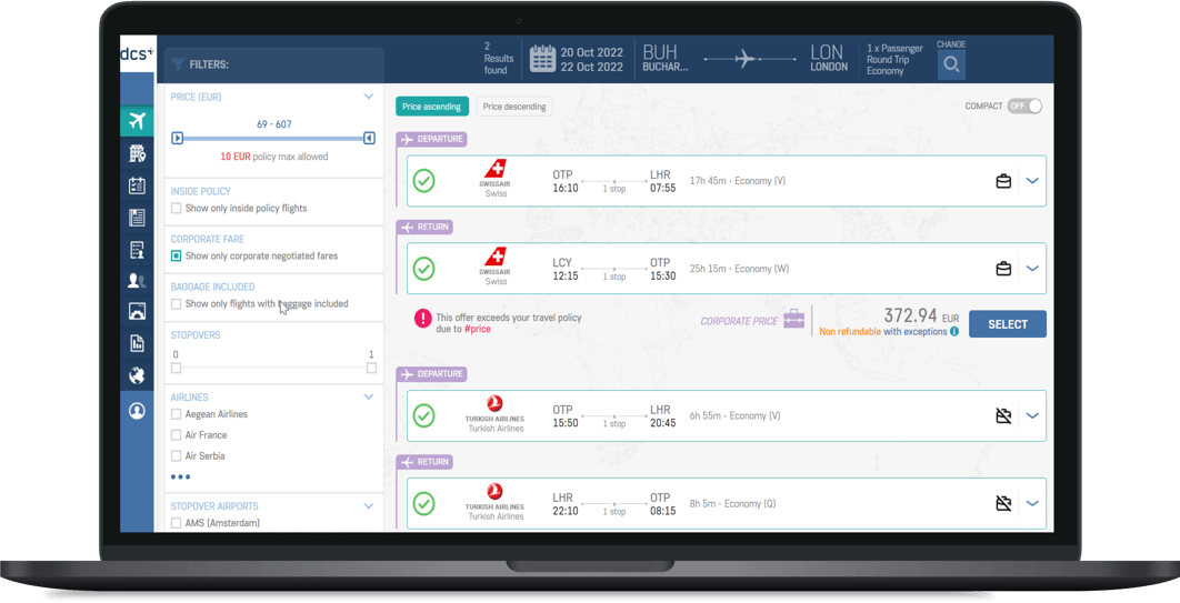 dcs plus | Corporate Self Booking Tool