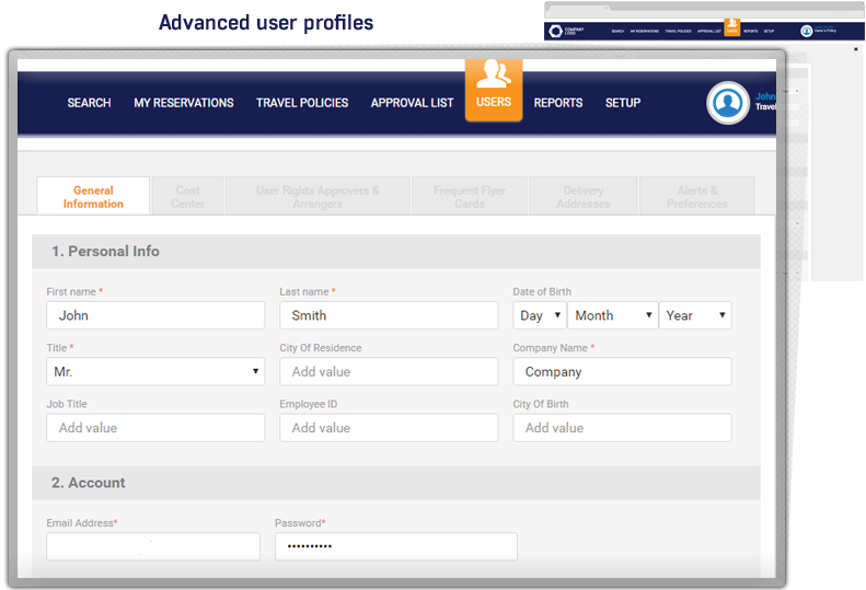 dcs plus | Corporate Self Booking Tool Screenshots